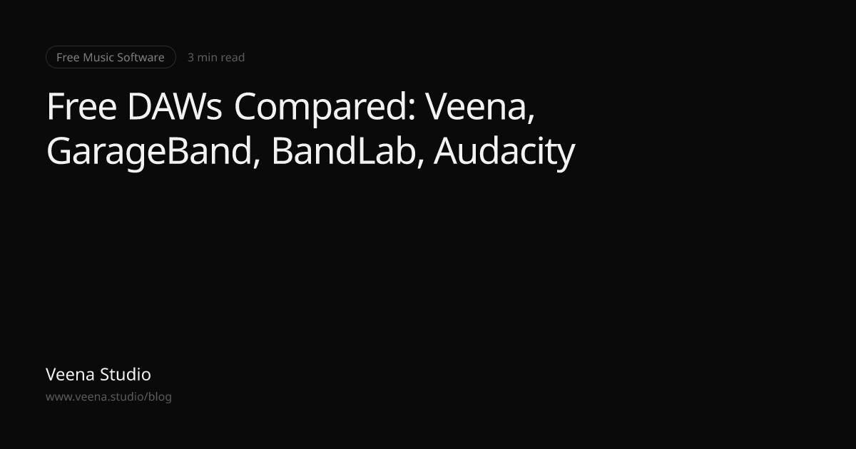 Free DAWs Compared: Veena, GarageBand, BandLab, Audacity | Veena Studio ...